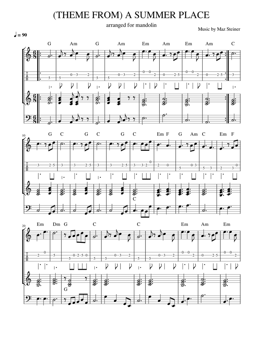 009 (THEME_FROM)_A_SUMMER_PLACE Sheet Music and Tab with Chords for ...