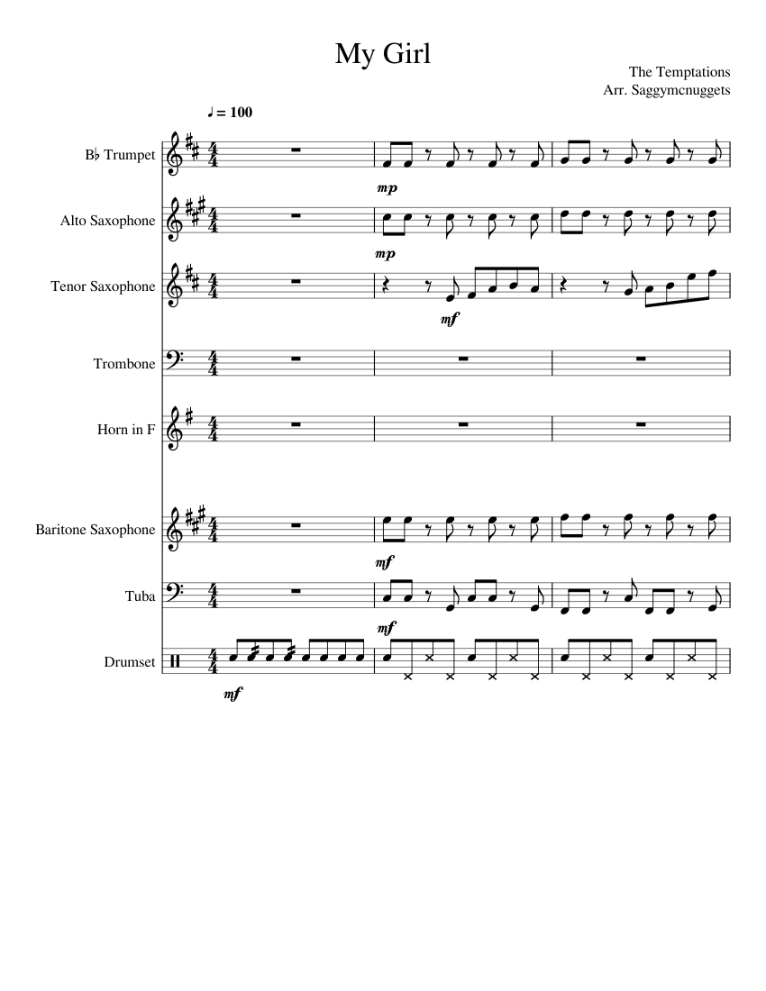 My Girl-Lucky Chops Sheet music for Trombone, Tuba, Saxophone alto ...