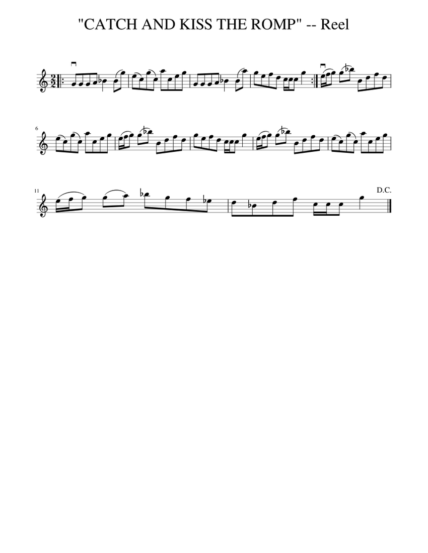 "CATCH AND KISS THE ROMP" -- Reel Sheet music for Piano (Solo) Easy ...