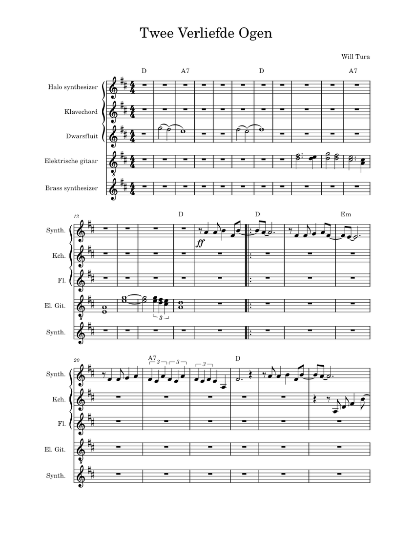 Twee verliefde ogen – Will Tura (Reduce Score) Sheet music for ...