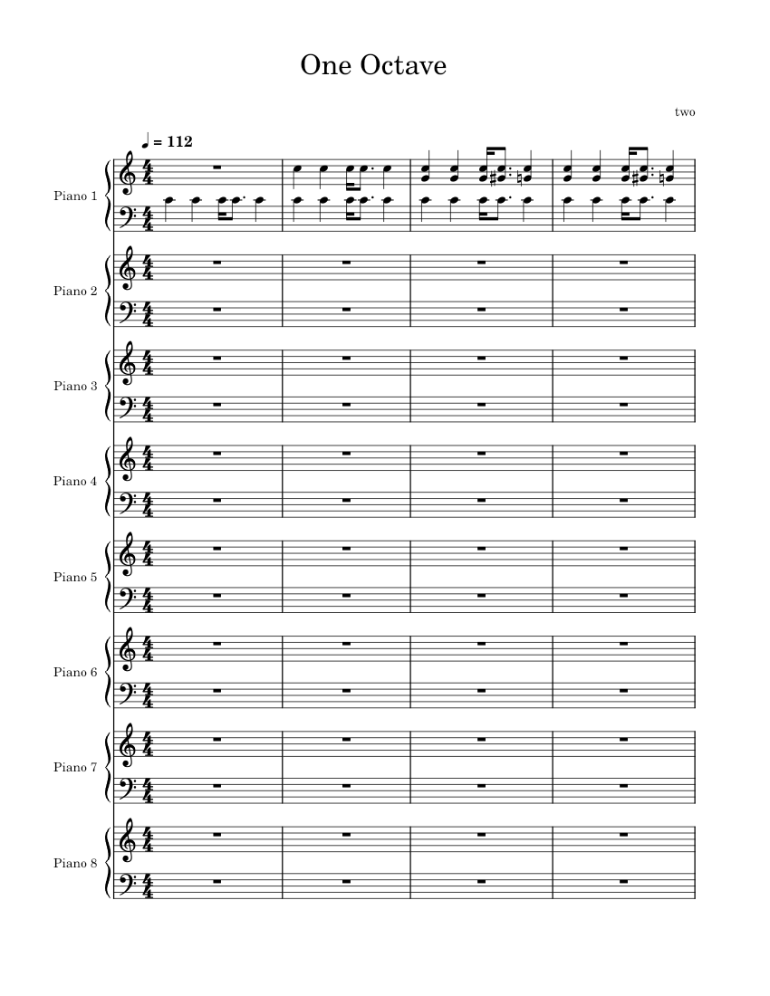 One Octave Sheet Music for Piano (Solo) | MuseScore.com