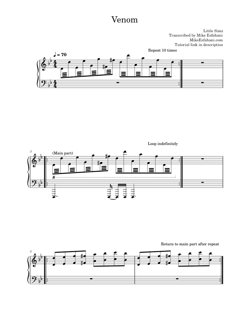 Venom - Little Simz Sheet music for Piano (Solo) Easy | Musescore.com