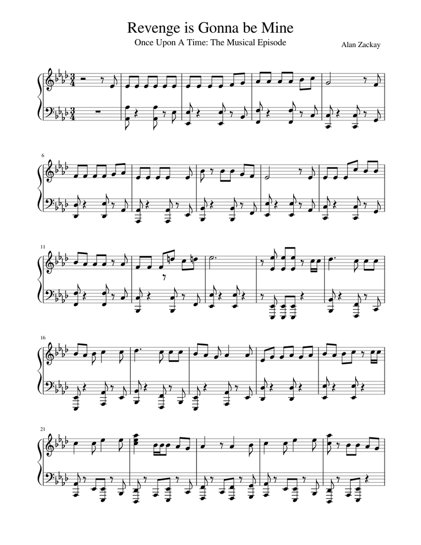Revenge is Gonna be Mine Sheet Music for Piano (Solo) | MuseScore.com