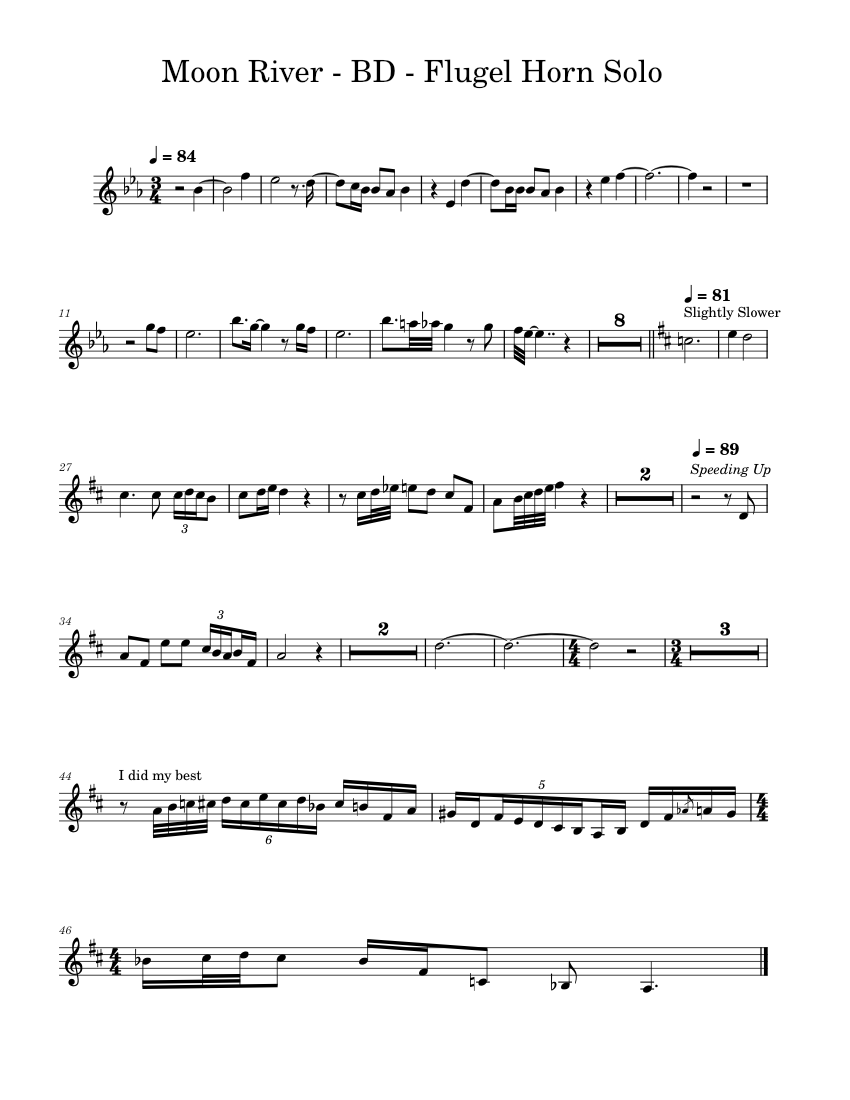 Moon River – Jacob Collier - 2022 Blue Devils Flugel Horn Solo Sheet Music for Flugelhorn (Solo ...