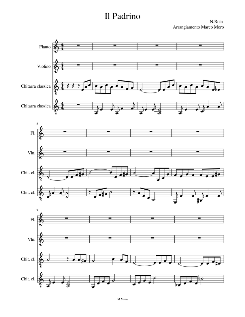 Il Padrino Sheet Music for Flute, Violin, Guitar (Chamber Orchestra) | MuseScore.com