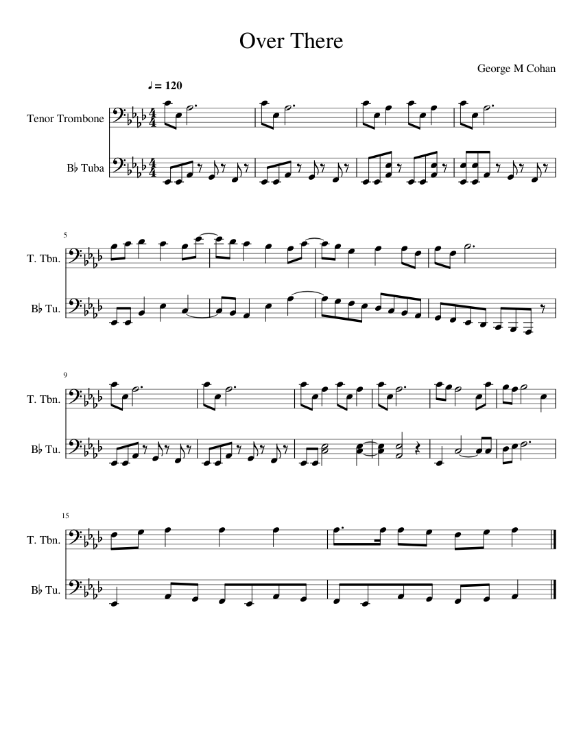 Over There Sheet music for Tuba, Trombone tenor (Brass Duet ...