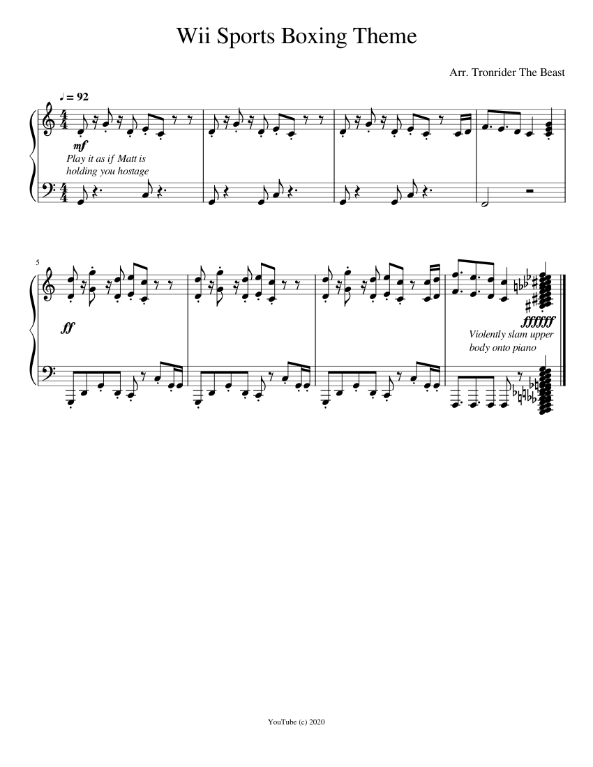 Wii Sports Boxing Theme Sheet Music for Piano (Solo) | MuseScore.com