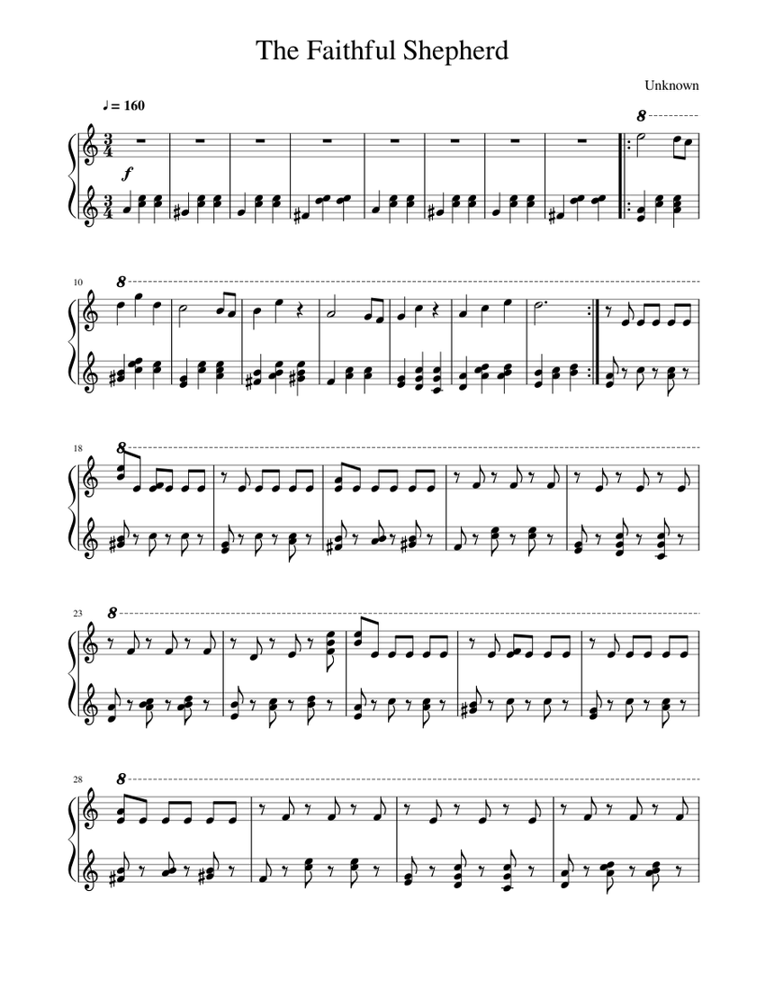 The Faithful Shepherd [Piano Tiles 2] Sheet Music for Piano (Solo) easy ...
