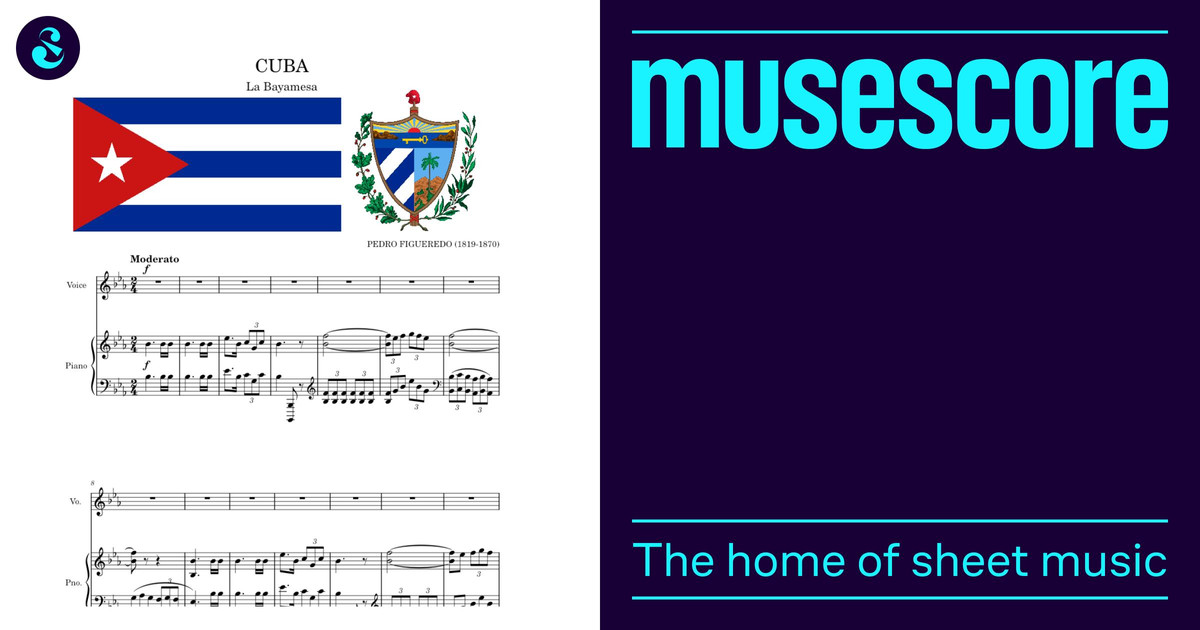 Cuba National Anthem Sheet Music for Piano, Voice (other) (Piano-Voice ...