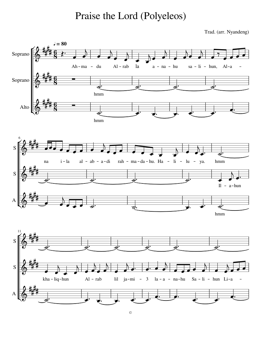 Praise the Lord (Polyeleos) Sheet music for Soprano, Alto (Choral ...