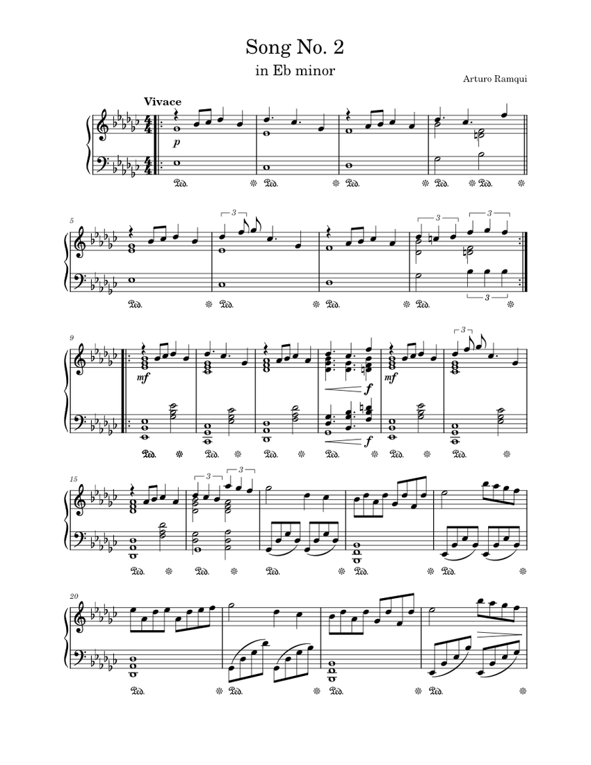 Song No. 2 in Eb minor - piano tutorial