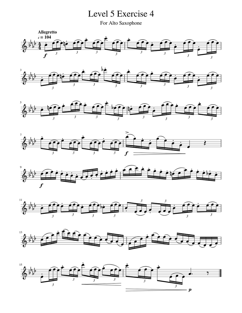 Level 5 Exercise 4 Sheet music for Saxophone alto (Solo) | Musescore.com