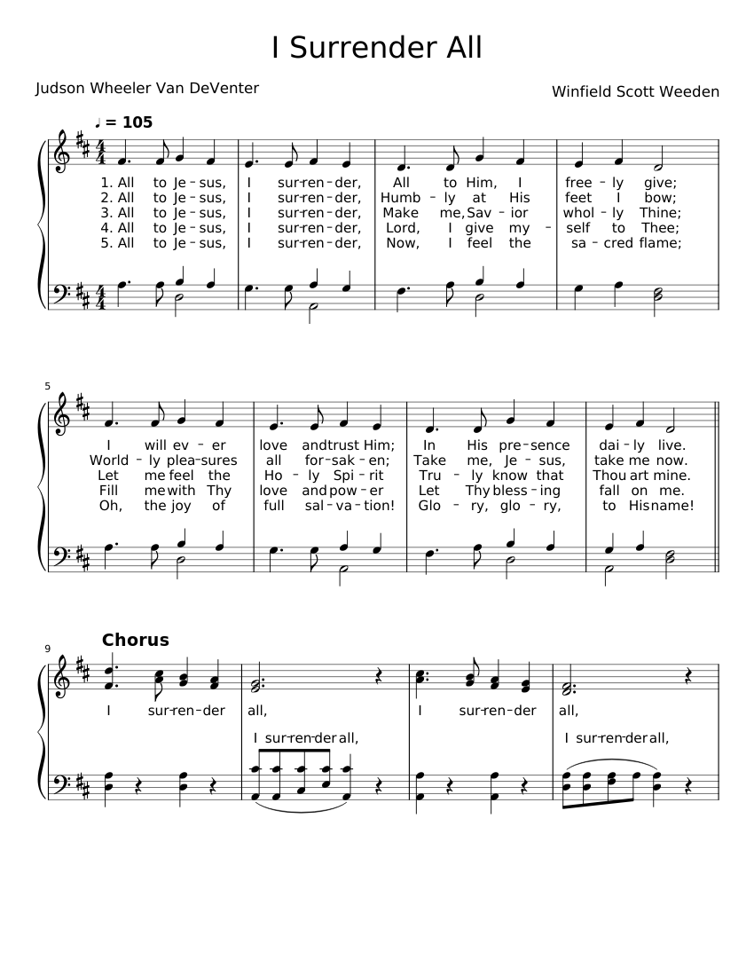 I Surrender All Sheet music for Piano (Solo) Easy | Musescore.com
