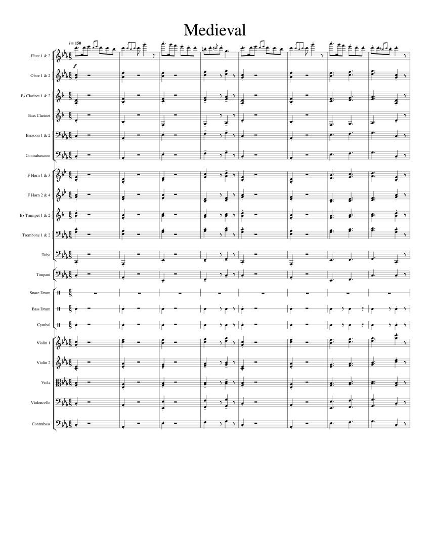 Medieval Theme Sheet Music for Trombone, Tuba, Flute, Oboe & more ...