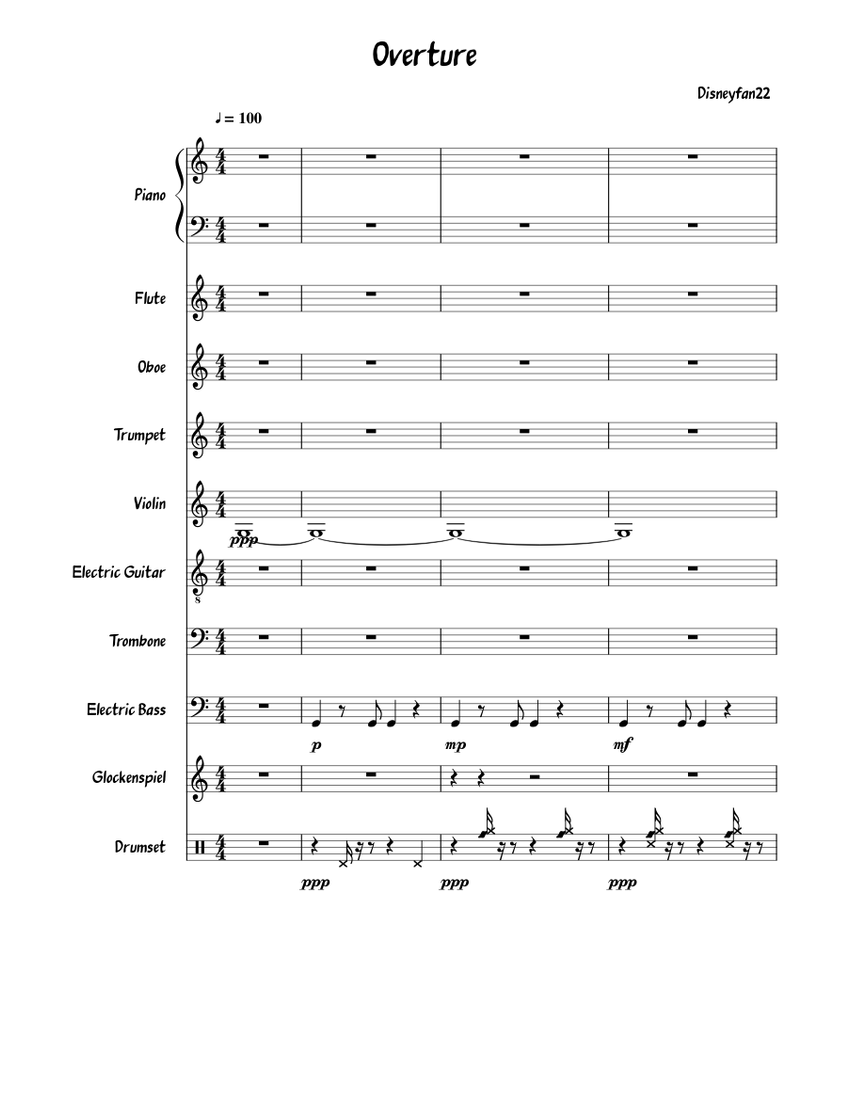 Overture Sheet music for Piano, Trombone, Flute, Oboe & more ...