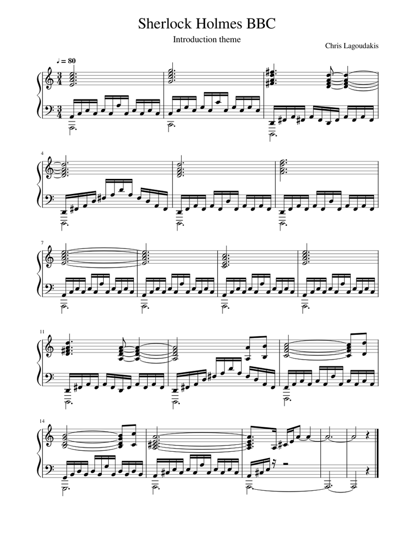 Sherlock Holmes BBC Sheet Music for Piano (Piano-Voice) Easy ...