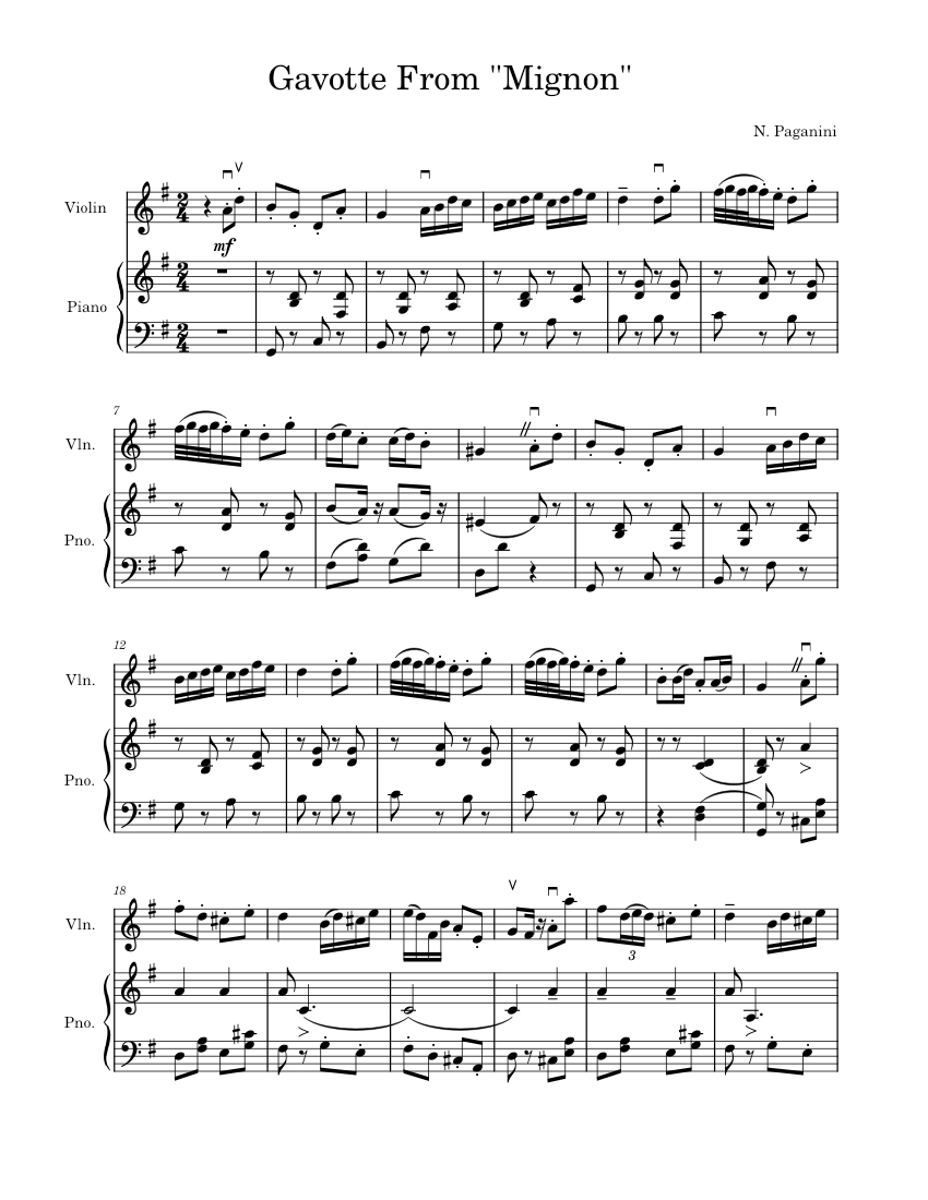Gavotte from "Mignon" – Thomas A. Dorsey Gavotte_From__Mignon_ Sheet ...
