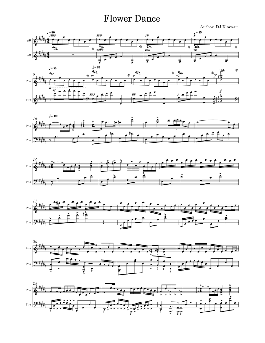 Flower dance – DJ Okawari Flower Dance Sheet music for Piano (Solo ...