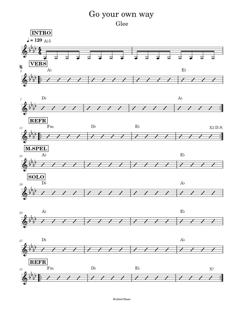 Go your own way – Glee Cast Sheet music for Guitar (Jazz Band ...