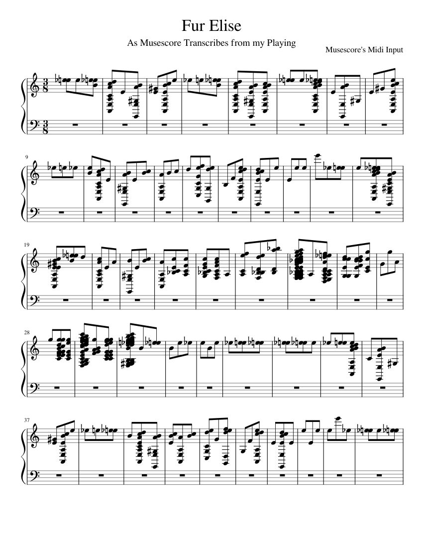 Fur Elise Sheet Music for Piano (Solo) easy | MuseScore.com