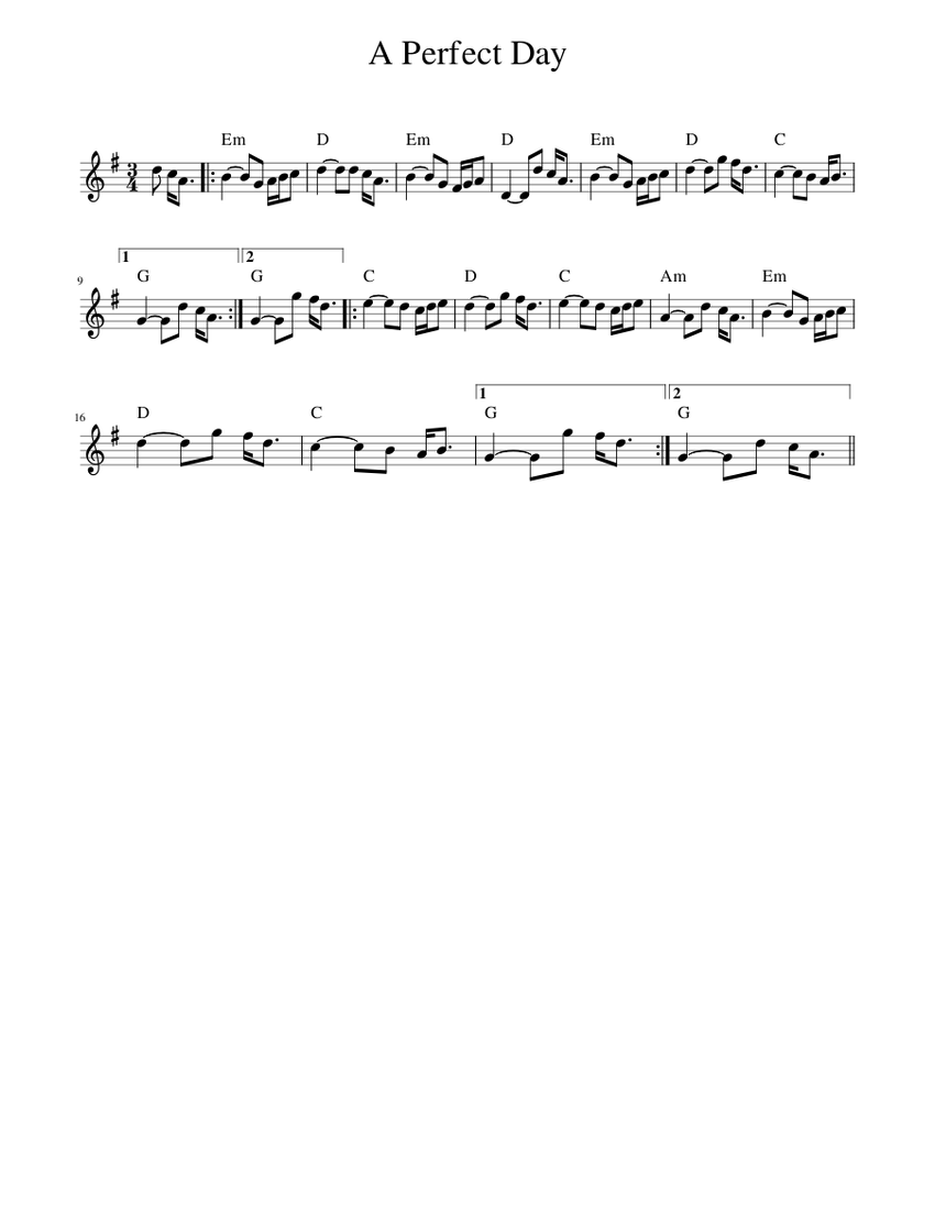 A Perfect Day Sheet music for Piano (Solo) Easy | Musescore.com