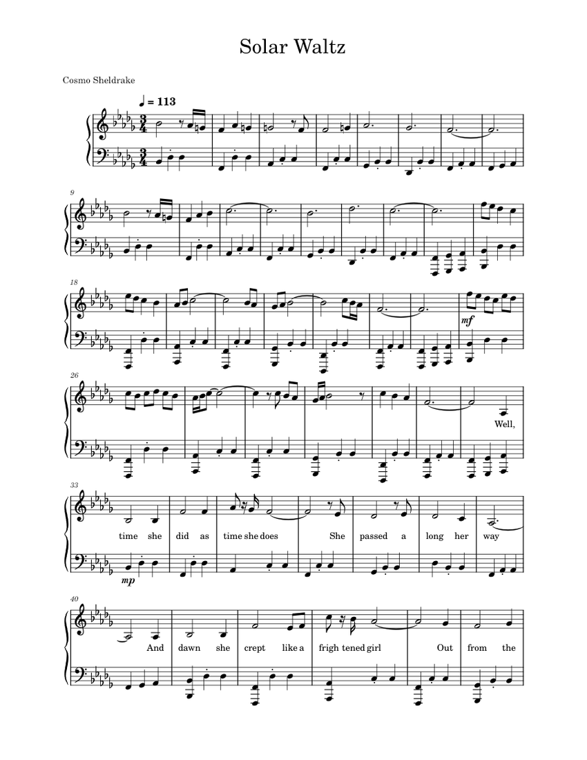 Solar Waltz – Cosmo Sheldrake Sheet music for Piano (Solo) | Musescore.com