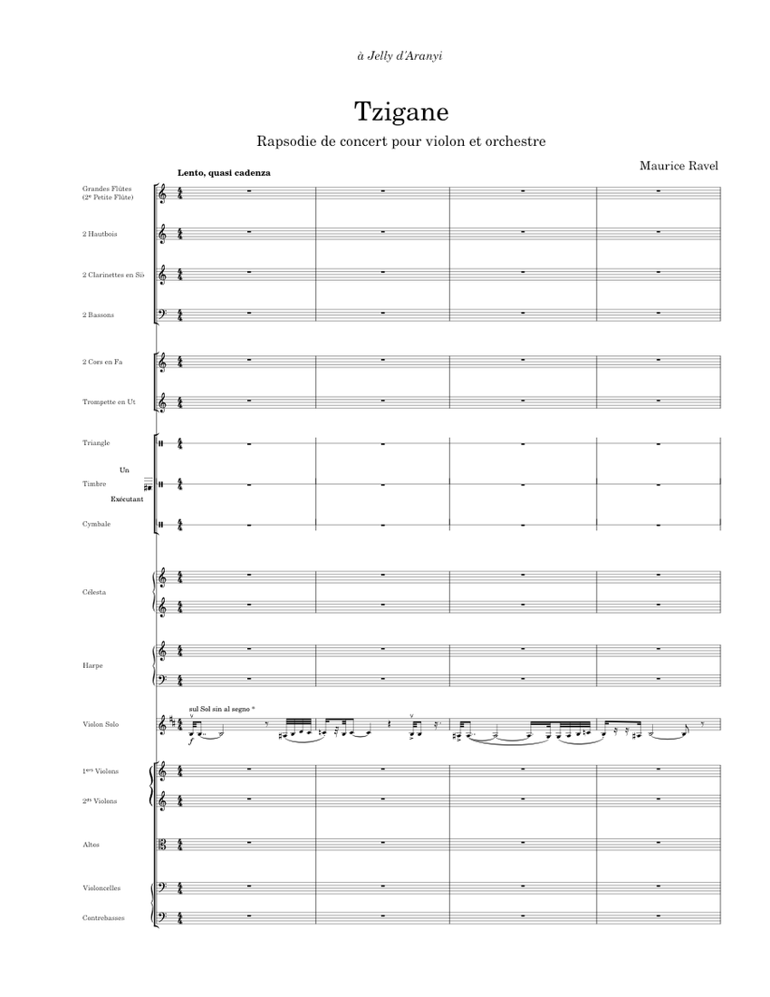 Tzigane – Maurice Ravel - Transcription for Piano quintet and cimbalom ...