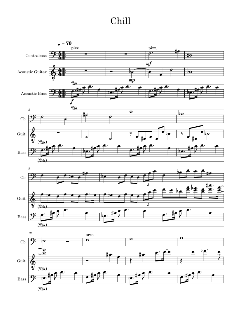 Chill Sheet music for Contrabass, Guitar, Bass guitar (Mixed Trio ...