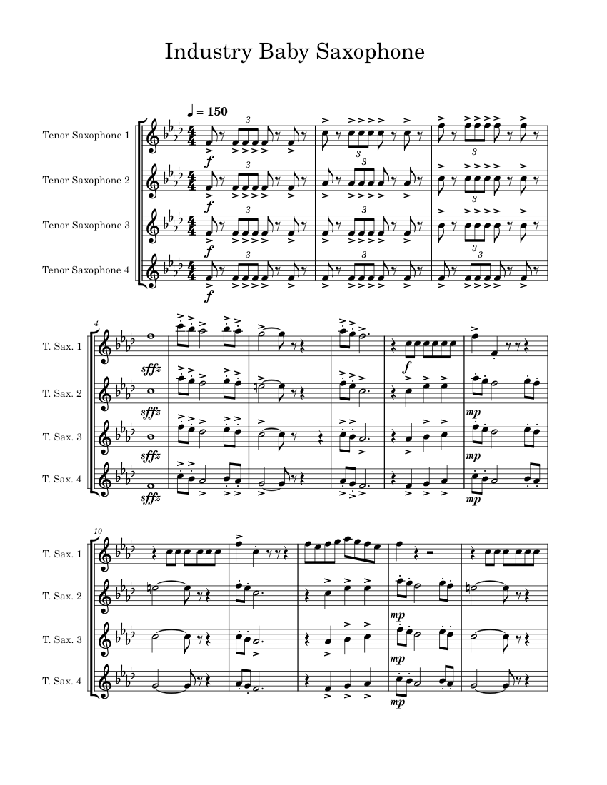Industry Baby Saxophone Sheet music for Saxophone tenor (Saxophone ...