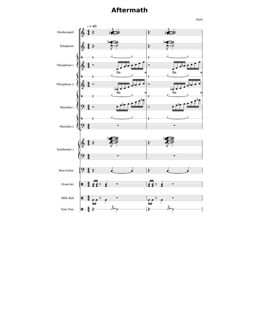 Aftermath Sheet Music for Vibraphone, Glockenspiel, Bass guitar ...