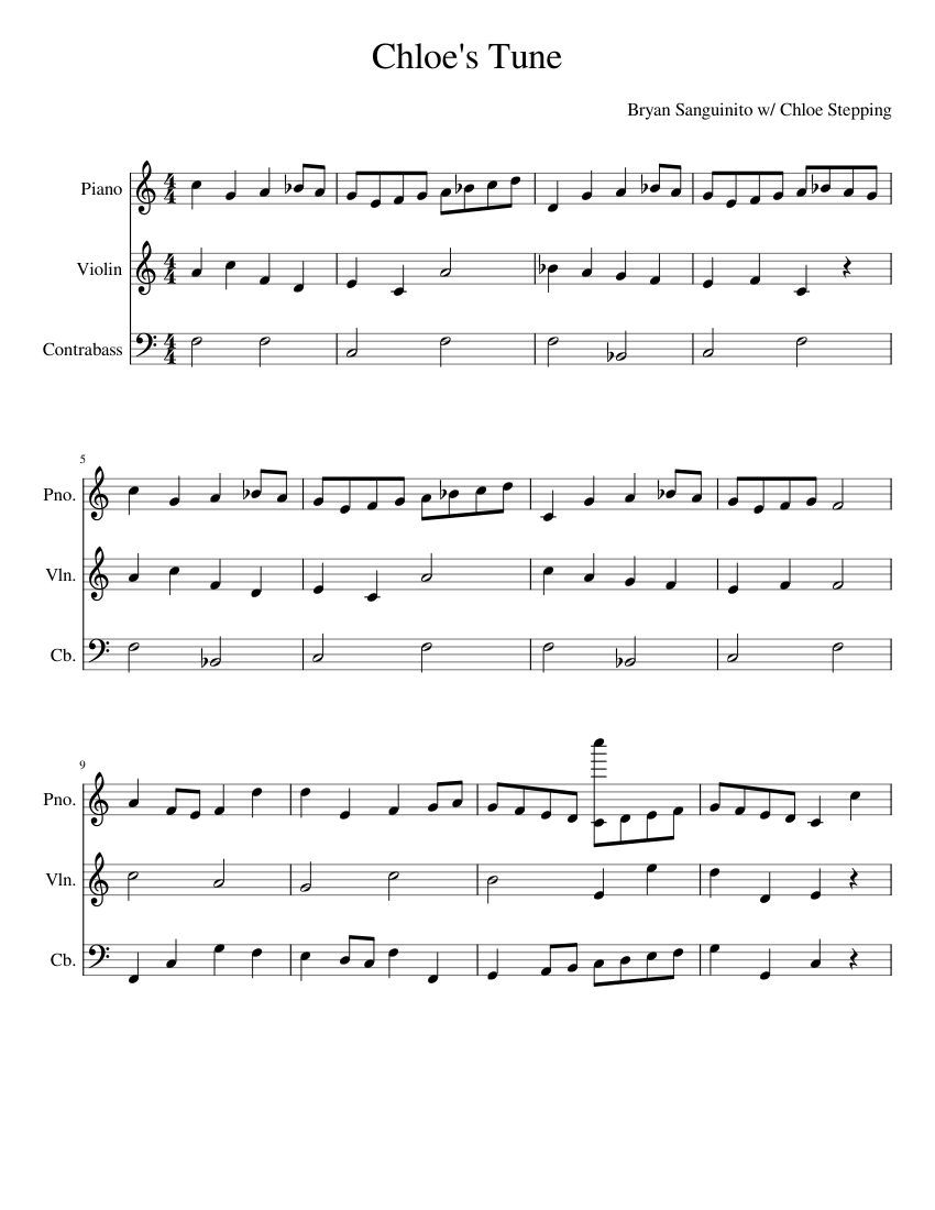 Chloe's Tune Sheet music for Piano, Contrabass, Violin (Mixed Trio ...