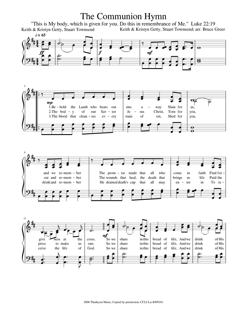 The Communion Hymn Sheet Music for Piano (Solo) easy | MuseScore.com