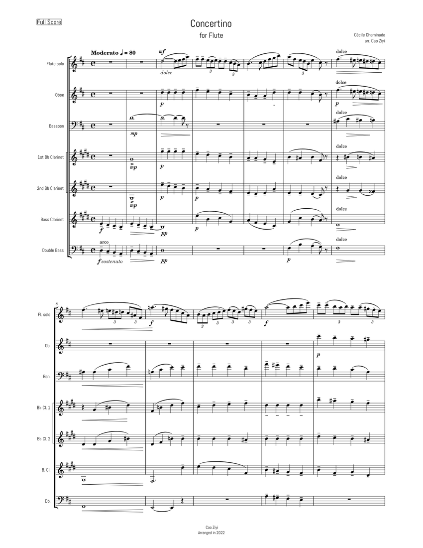 [FLUTE SOLO] Concertino pour Flûte, Op.107 – Cécile Chaminade Sheet ...