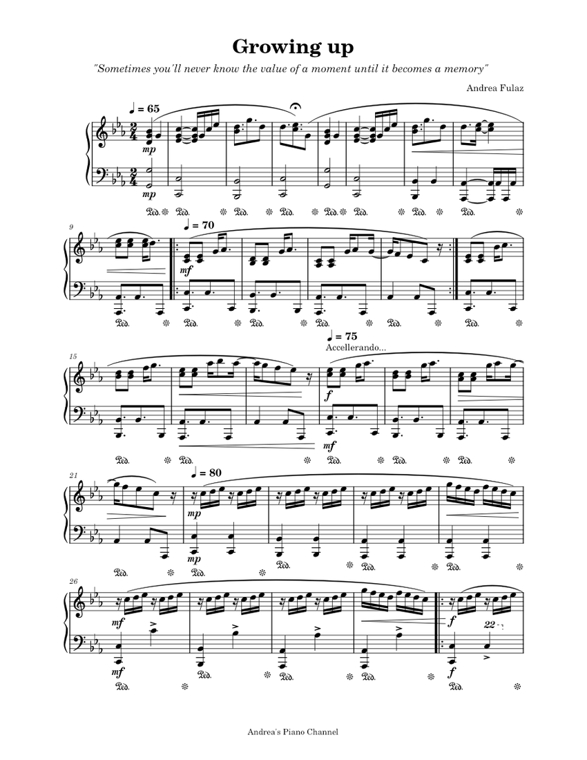 Growin' up - Andrea Fulaz Sheet music for Piano (Solo) | Musescore.com