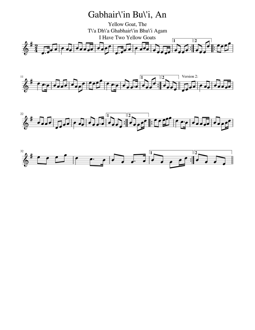 Gabhair\'in Bu\'i, An Sheet music for Piano (Solo) | Musescore.com