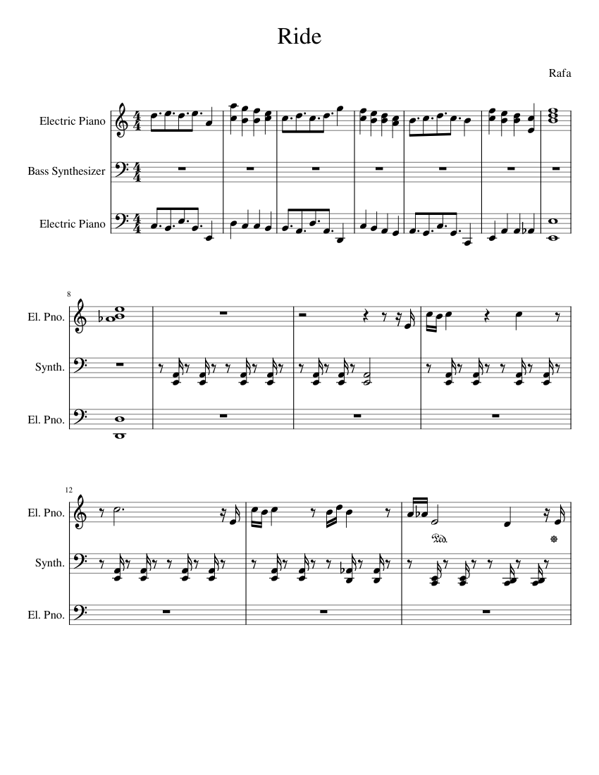 Ride Sheet Music for Piano, Bass guitar (Mixed Trio) | MuseScore.com