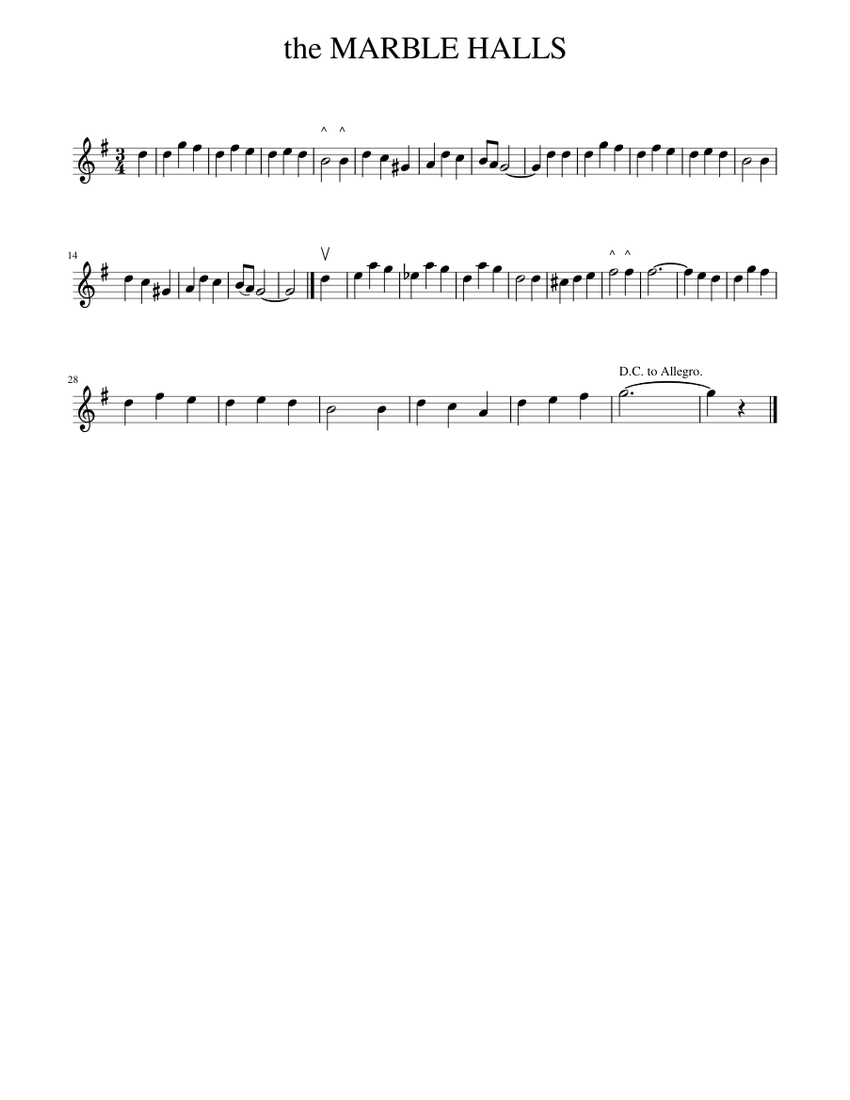 the MARBLE HALLS Sheet music for Piano (Solo) Easy | Musescore.com