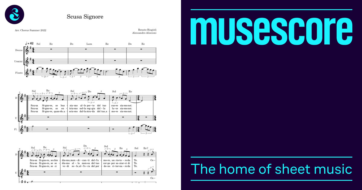 Scusa Signore Sheet Music for Soprano, Tenor, Flute (Mixed Trio ...