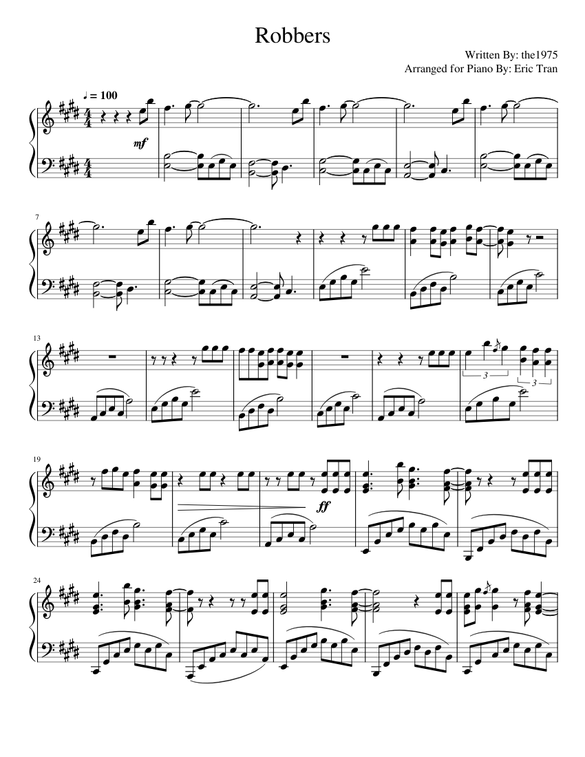 Robbers Sheet Music for Piano (Solo) | MuseScore.com