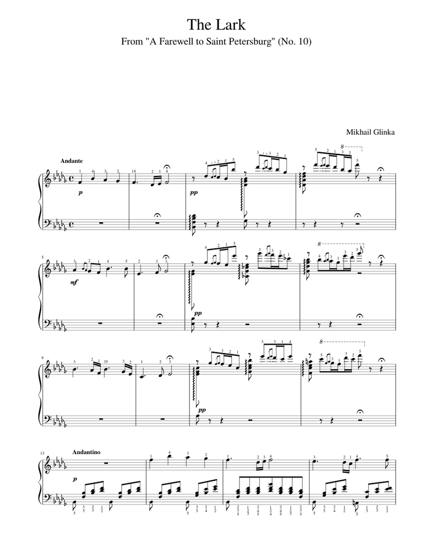 The Lark Sheet music for Piano (Solo) | Musescore.com