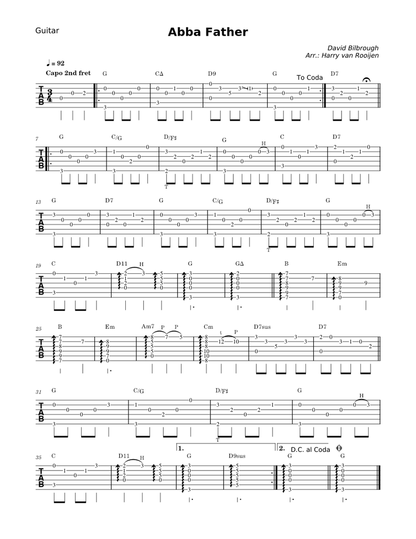 Abba Father – David Bilbrough (EASY GUITAR / Fingerstyle) Sheet music ...