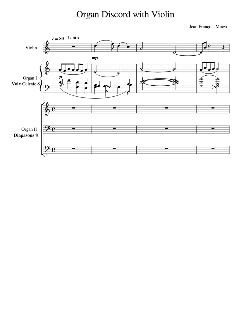 organ discord Sheet music for Organ, Violin (Mixed Trio) | Musescore.com