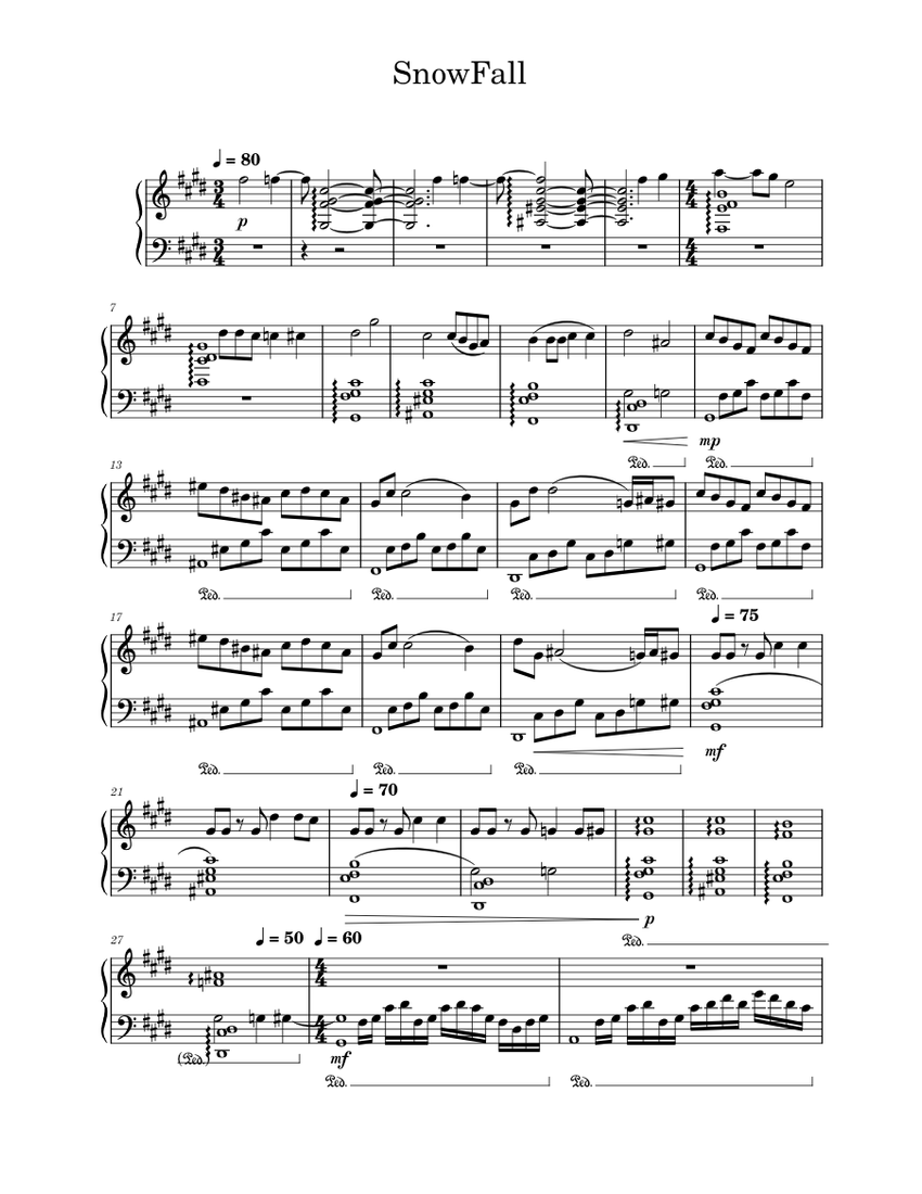 SnowFall - piano tutorial