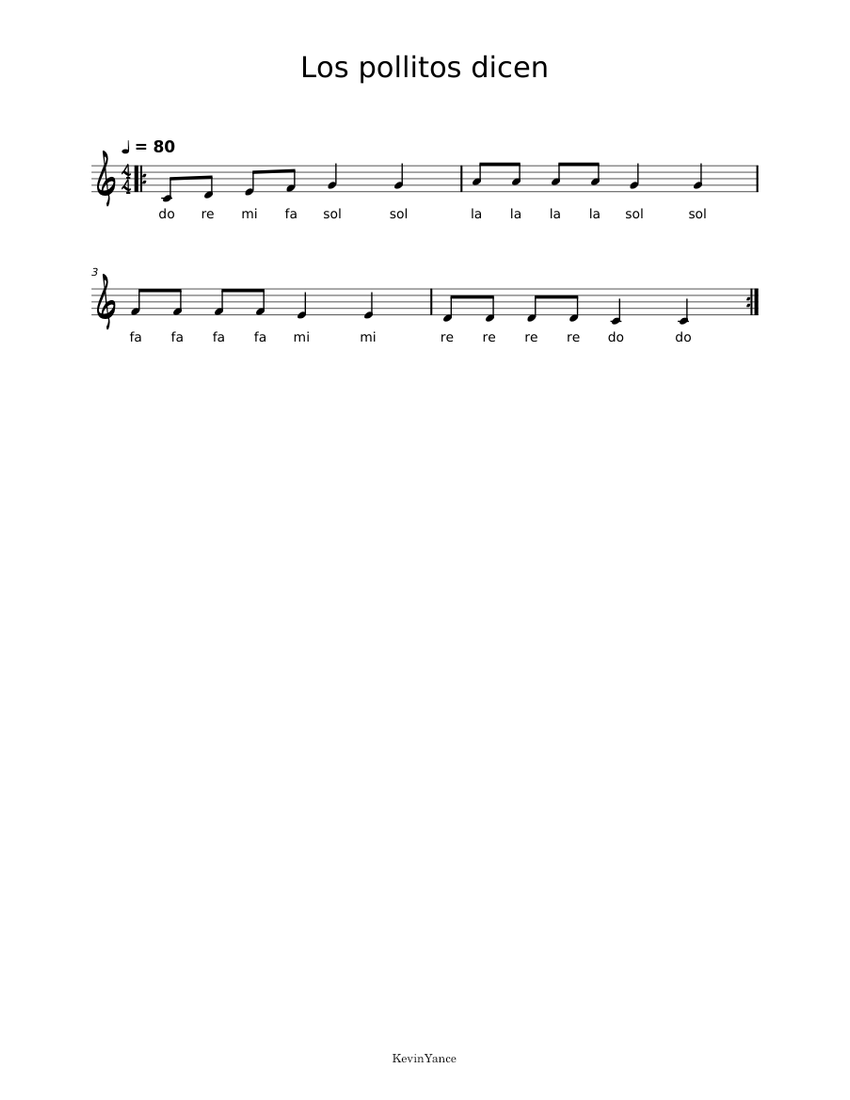 Los pollitos dicen Sheet music for Glockenspiel (Solo) | Musescore.com