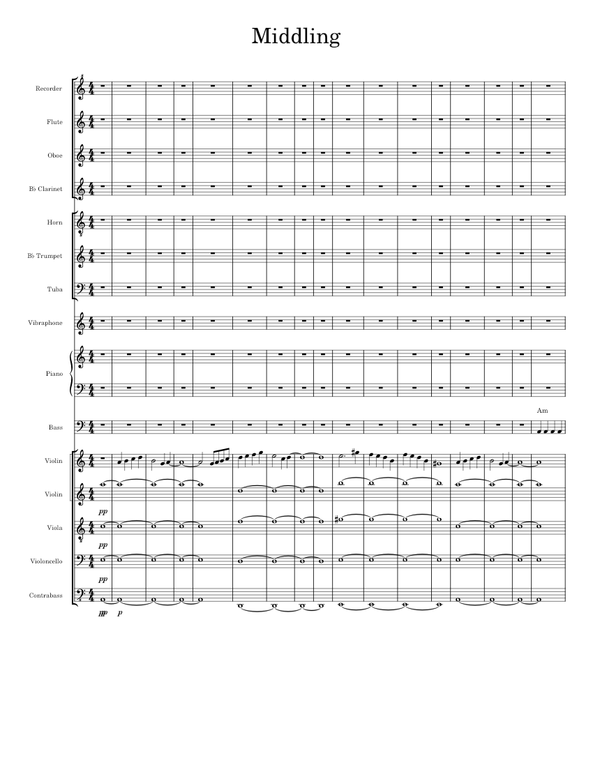 Middling - Dave Moorman Sheet Music with Chords for Piano, Bass voice, Tuba, Flute piccolo ...