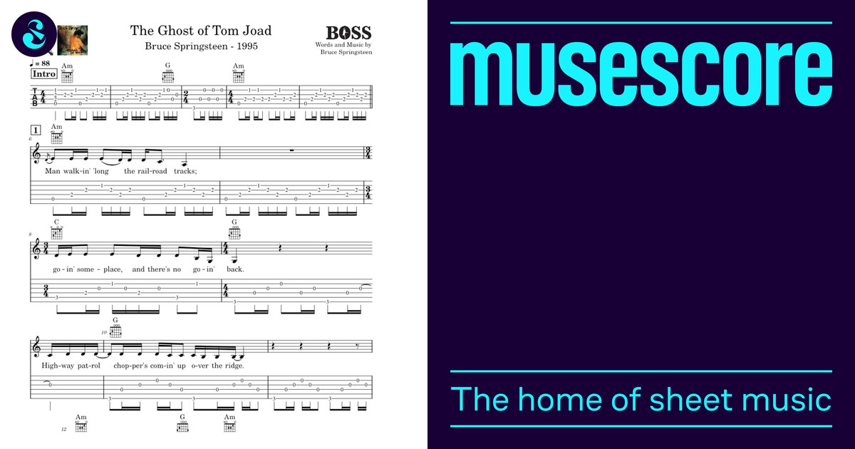 The ghost of tom joad – Bruce Springsteen Sheet Music for Guitar ...