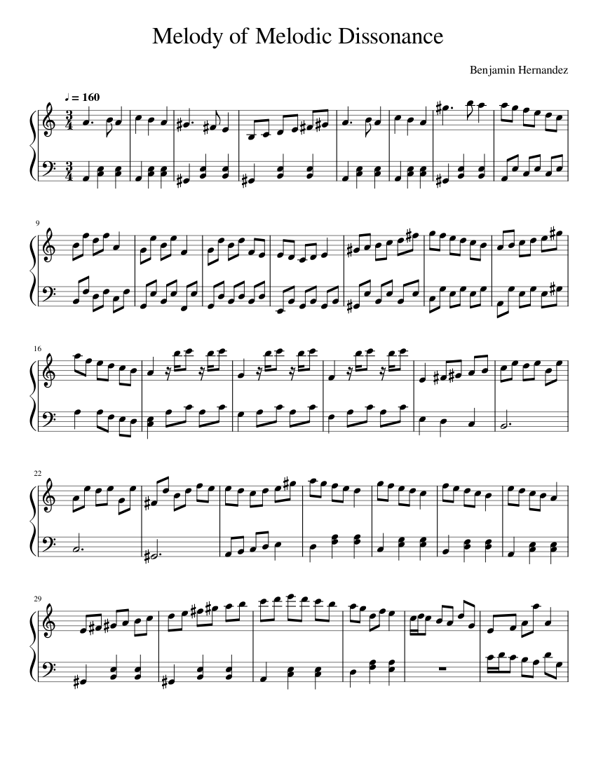 Melody_of_Melodic_Dissonance Sheet music for Piano (Solo) Easy ...