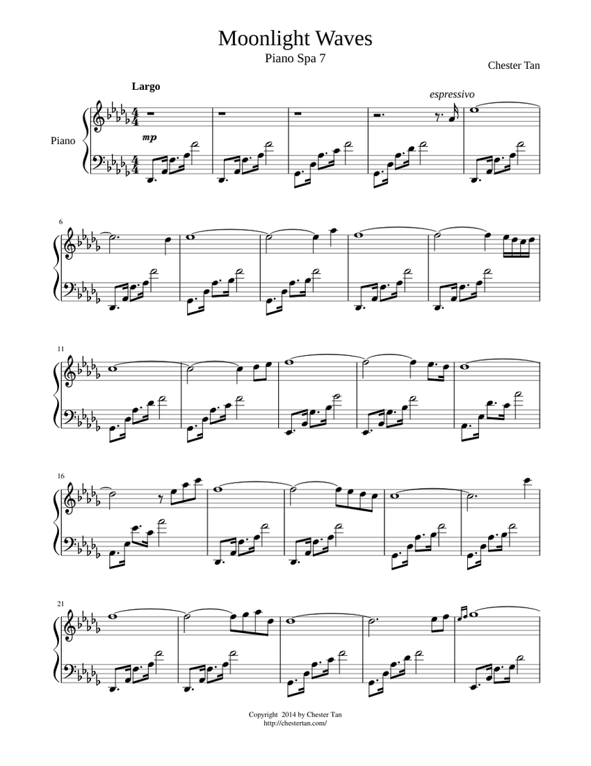 Moonlight Waves – Chester Tan Sheet music for Piano (Solo) | Musescore.com