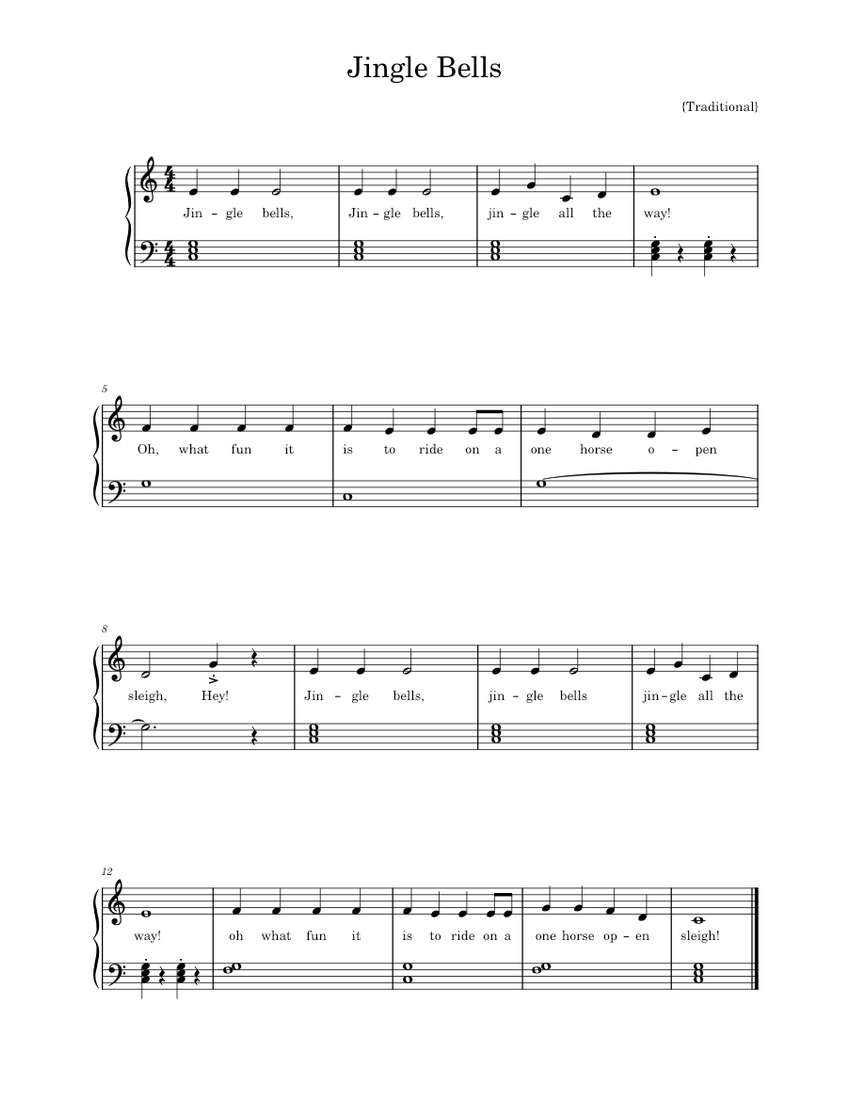 Jingle bells – Misc Traditional Jingle Bells Easy Piano Sheet music for ...
