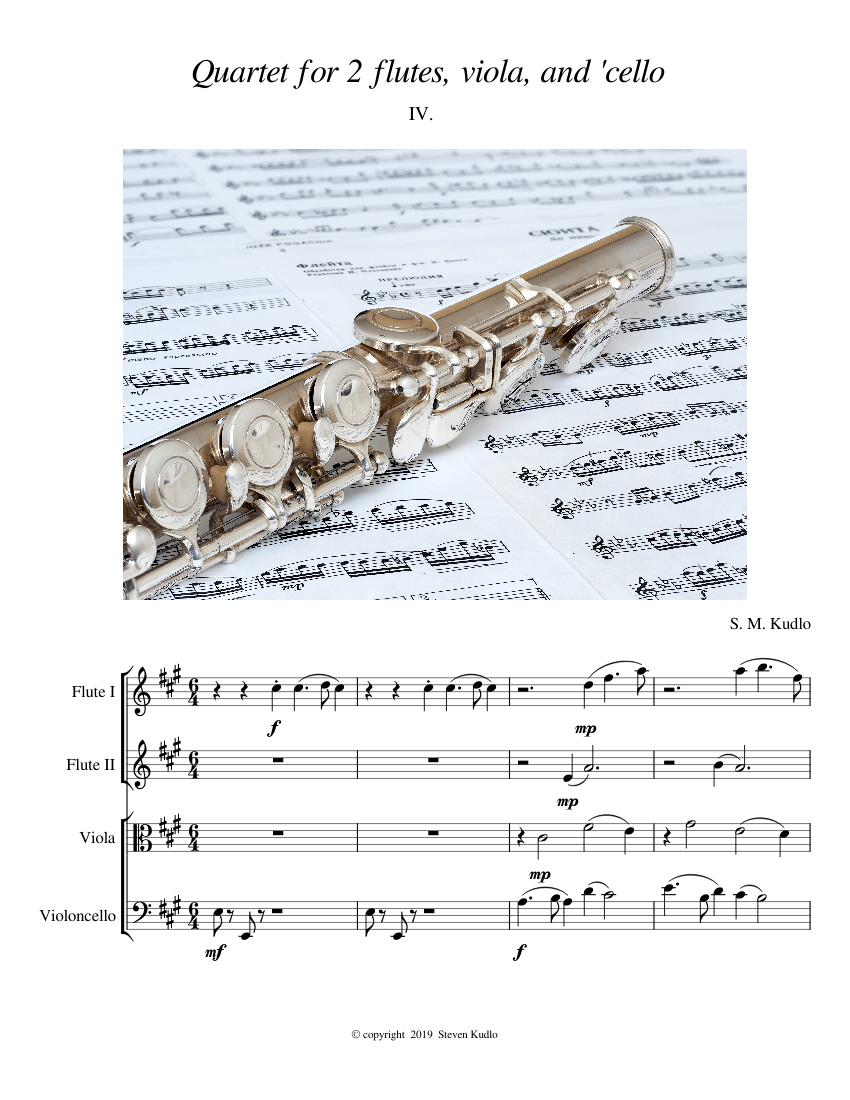 Quartet for 2 flutes, viola, and 'cello/fourth movement Sheet music for ...
